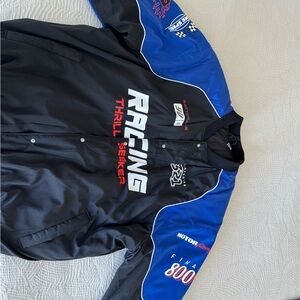 H&M | Jackets & Coats | Hm Racing Bomber Jacket Black And Blue | Poshmark